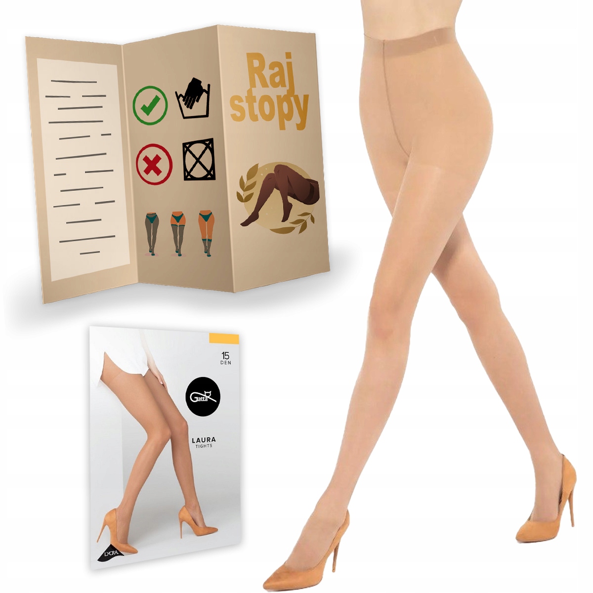 Rajstopy gładkie Gatta Laura 15den beżowy Natural rozmiar 3 (5904383523000) • Cena, Opinie ...