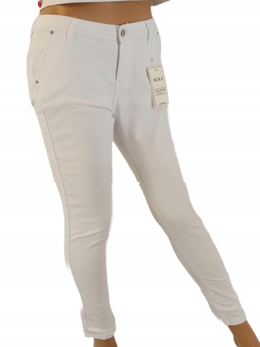 Spodnie damskie białe rurki M.B.J.DENIM rozmiar XL • Cena, Opinie ...