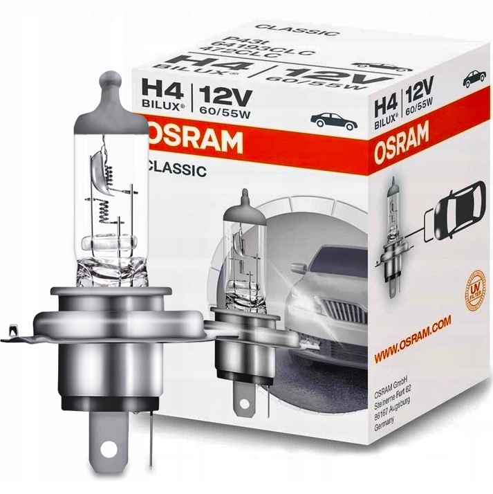 ŻARÓWKA OSRAM H4 60/55W 12V BILUX ORIGINAL P43t SAMOCHODOWA 4052899287549 za 9.99PLN z ...