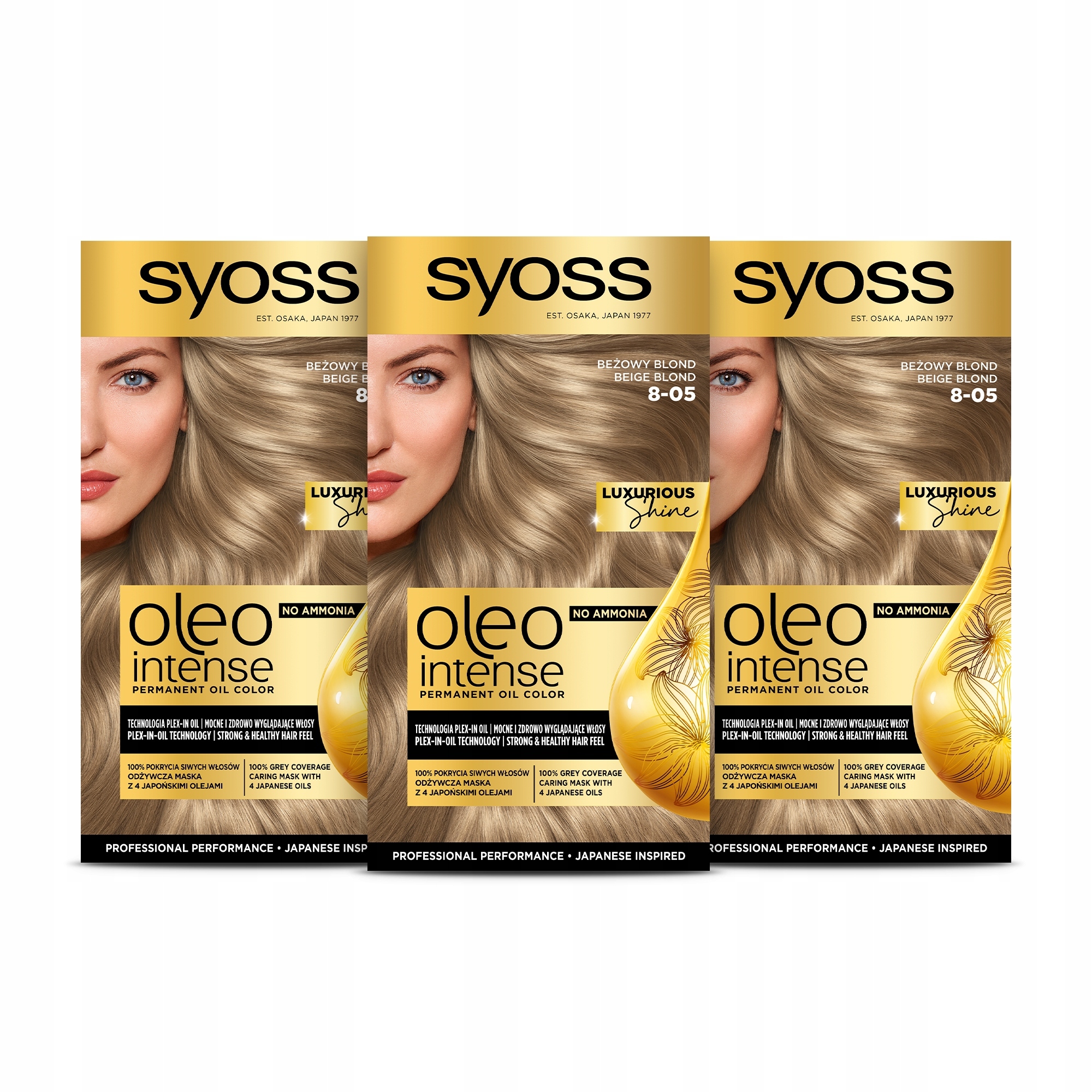 SYOSS Oleo Intense Farba do włosów 8-05 Beżowy Blond 3 sztuki ...