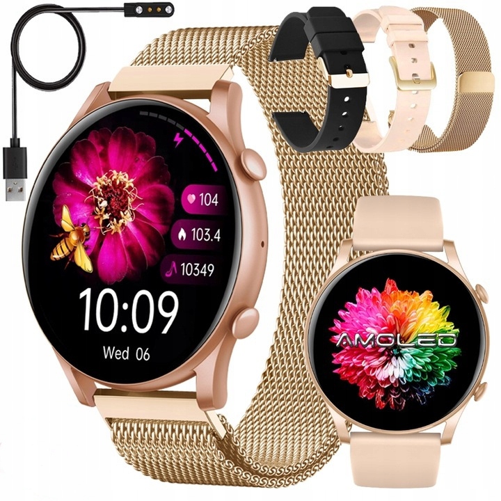 SMARTWATCH ZEGAREK DAMSKI POLSKIE MENU ROZMOWY CIŚNIENIE PULS SPORT AMOLED - Sklep, Opinie, Cena ...