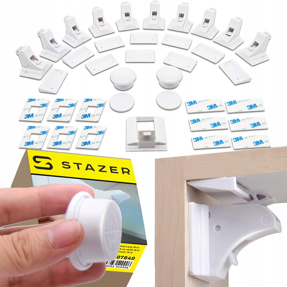 Blokady magnetyczne do szafek Stazer 12 elementów białe (5903933549996 ...