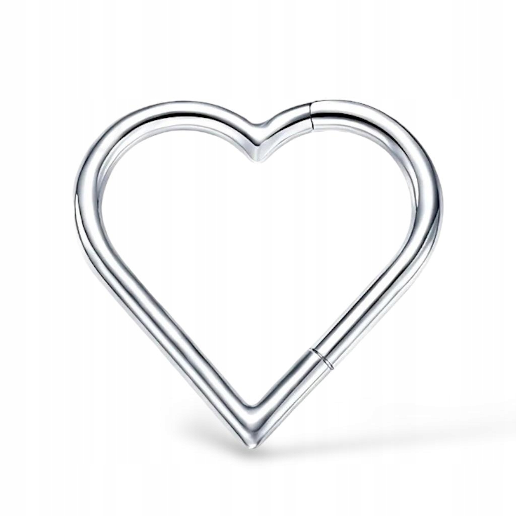 Kolczyk PIERCING srebrny Clicker SERCE Helix, Conch, Daith tytanowy 1,2 ...