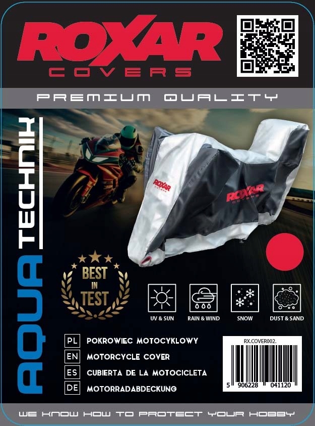ROXAR POKROWIEC NA MOTOCYKL LUB SKUTER Z KUFREM BLACK/SILVER L RX ...