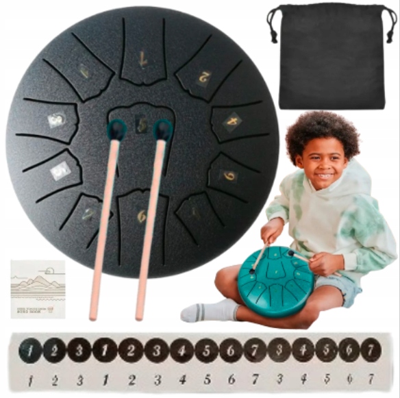 Tongue drum tank bęben językowy 13 tonowy steel handpan instrument hand ...