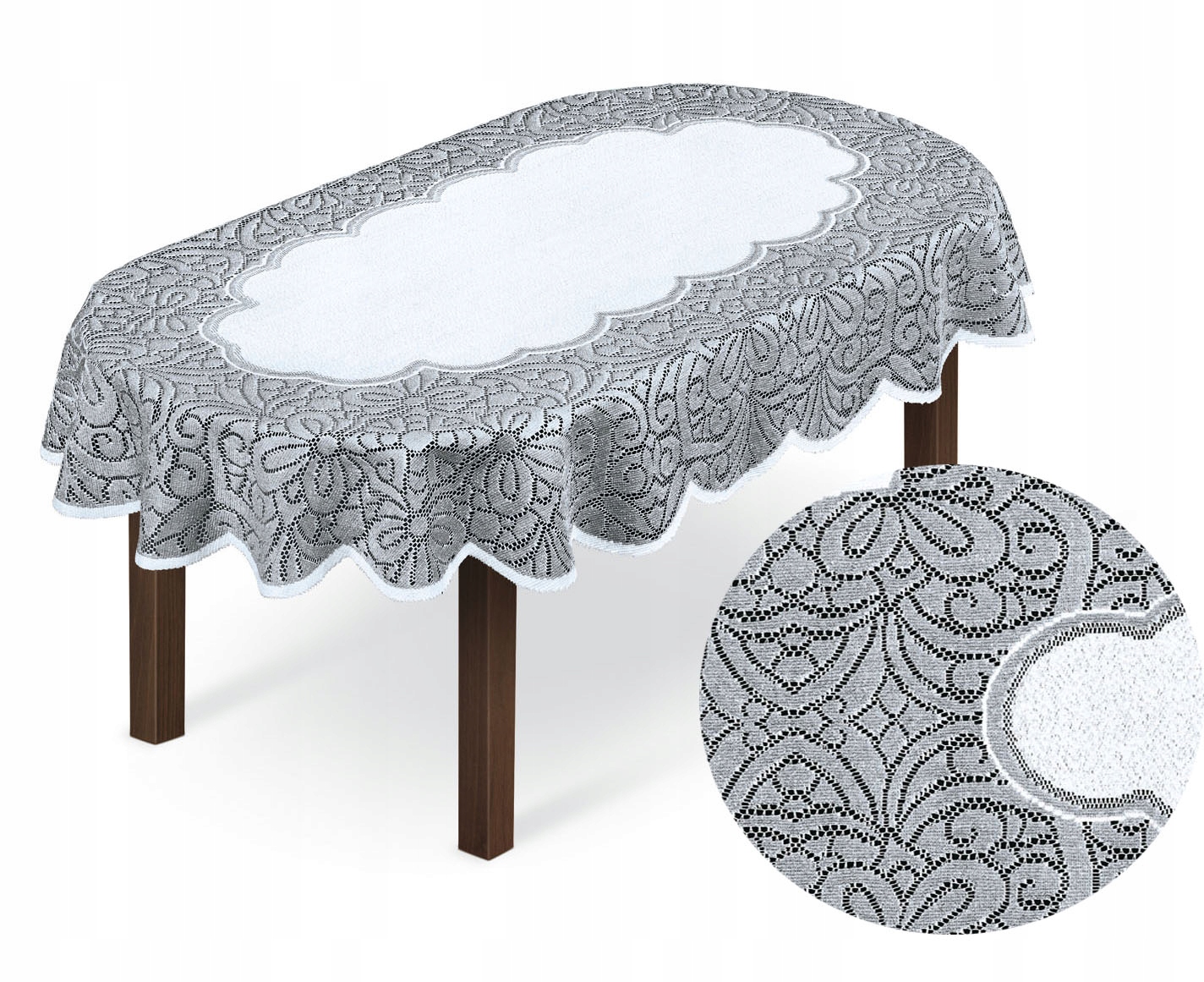 OWALNY OBRUS ŻAKARDOWY NA STÓL 140x220cm (5906363015079) • Cena, Opinie ...