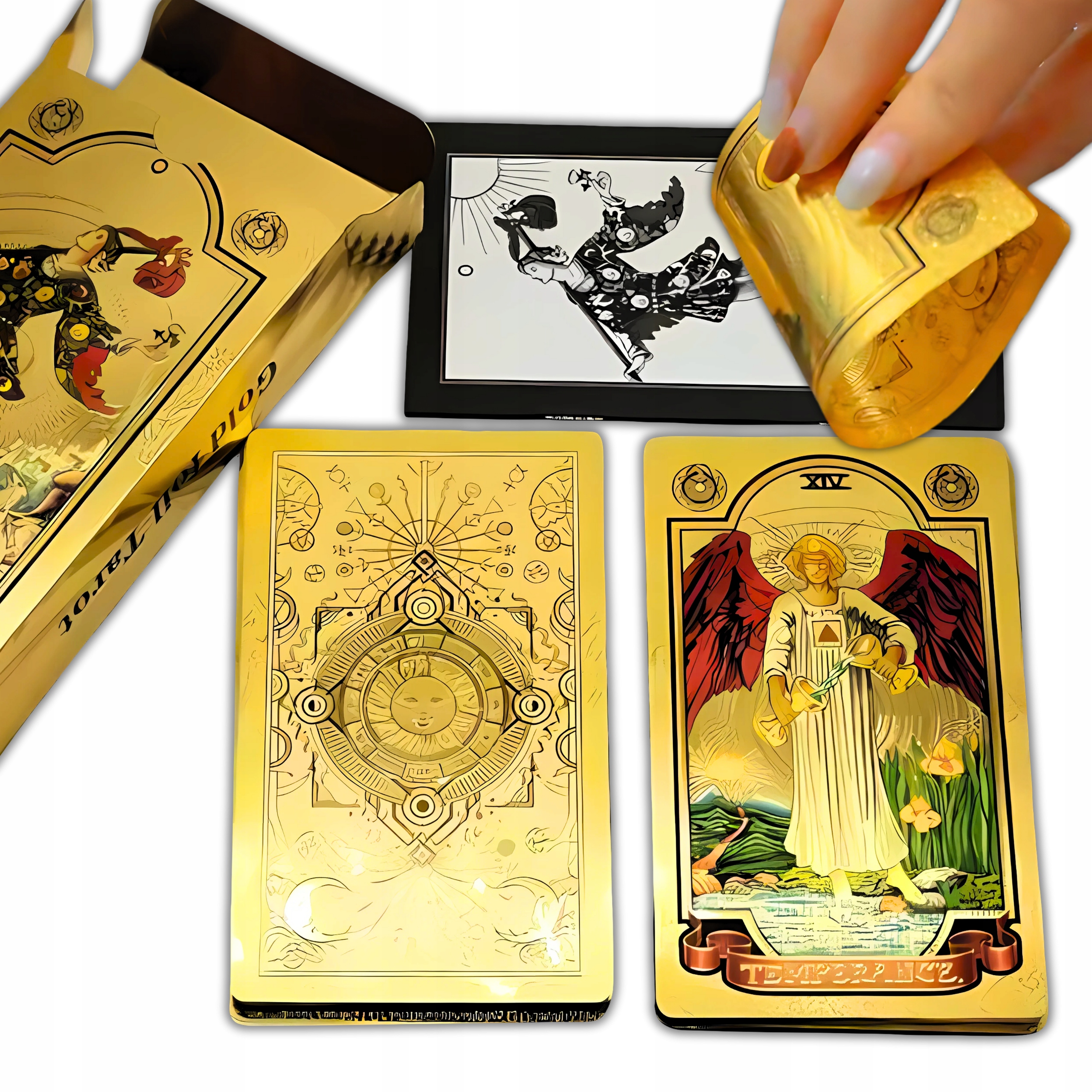 Karty tarota złote zestaw tarot talia 78 kart wróżby zabawa gra ...