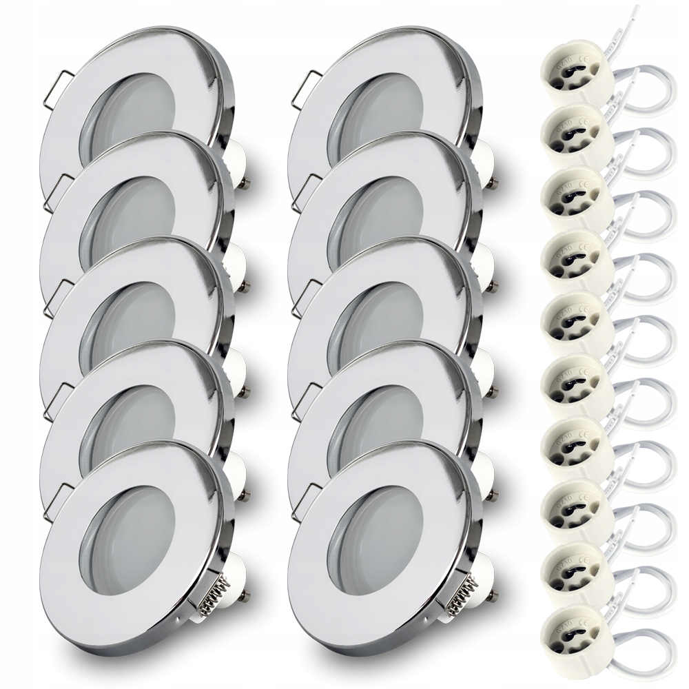 Oprawa wpuszczana halogen podbitka łazienka IP44 + LED 7W 3000K chrom ...