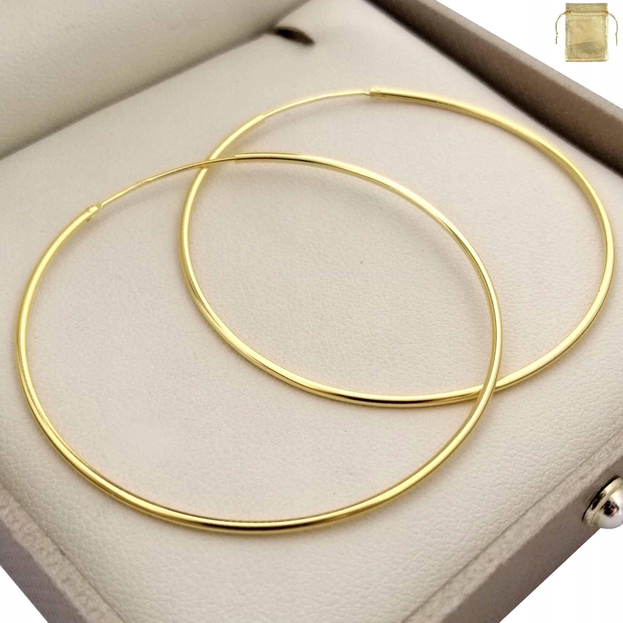 ZŁOTE KOLCZYKI KOŁA KÓŁKA 5CM PRÓBA 925+585 SREBRO 13349738333 - Allegro.pl