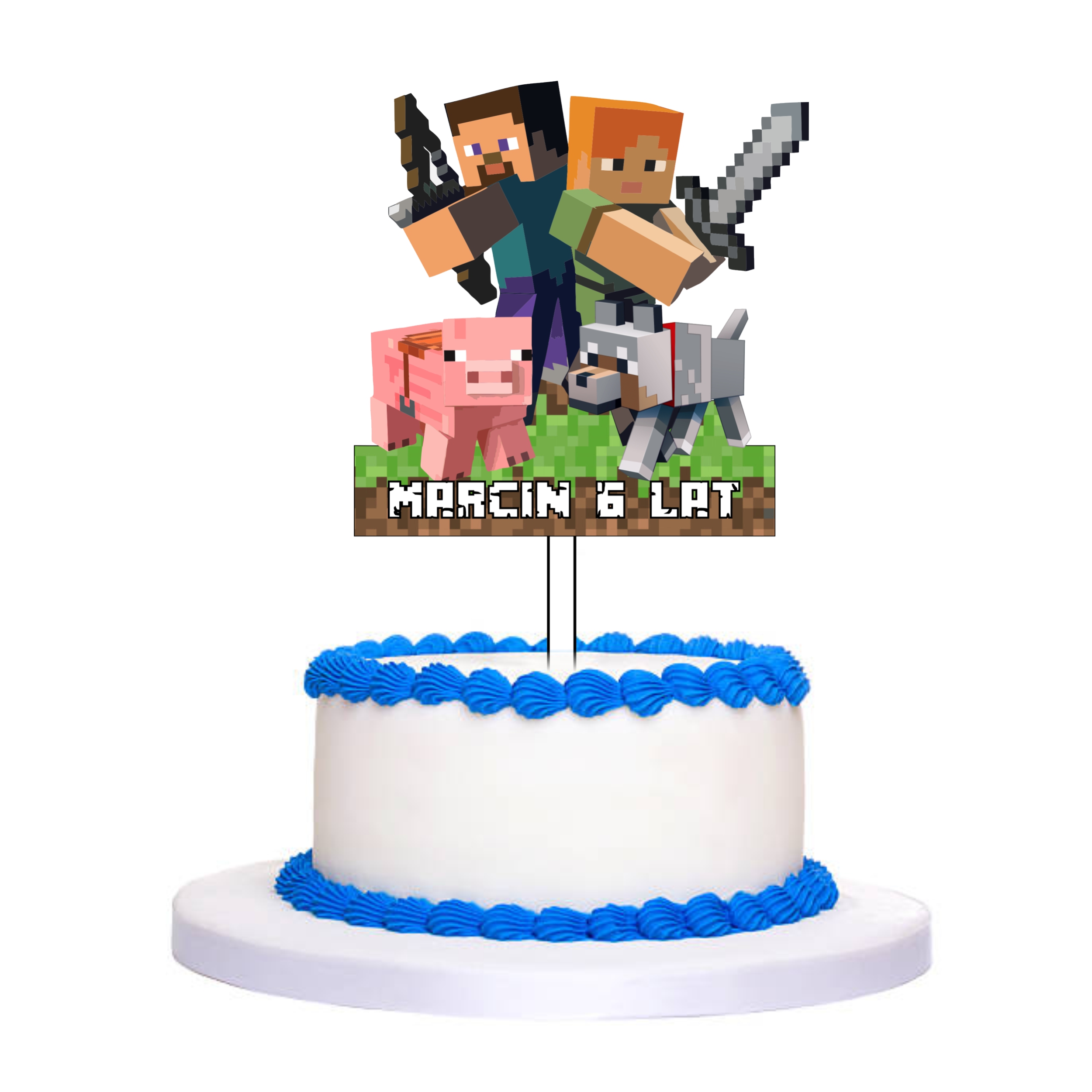 Topper kolorowy urodzinowy MINECRAFT + IMIĘ • Cena, Opinie • Dekoracje ...