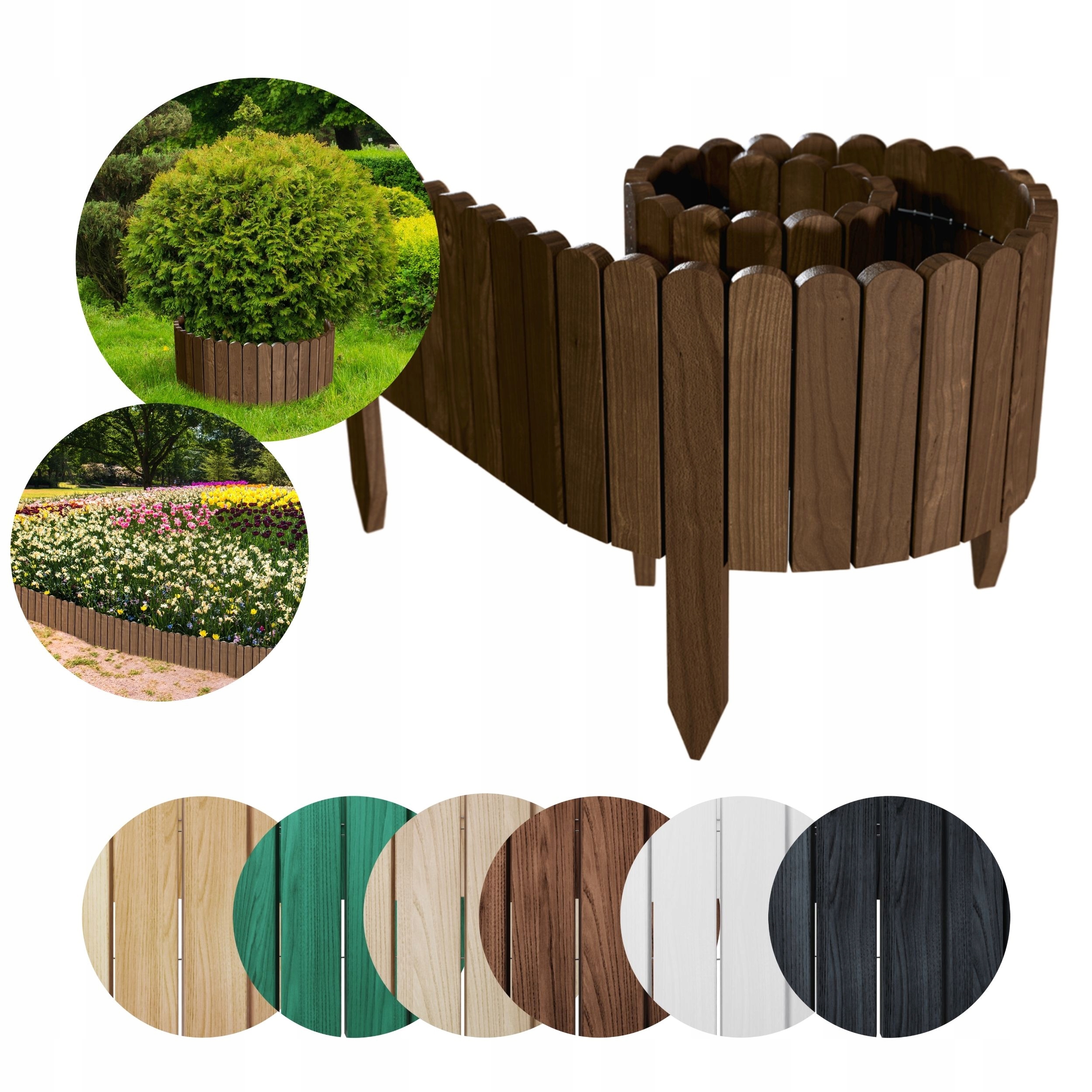 Floranica Rollborder elastyczny drewniany płot, obrzeże - 200x20 cm ...