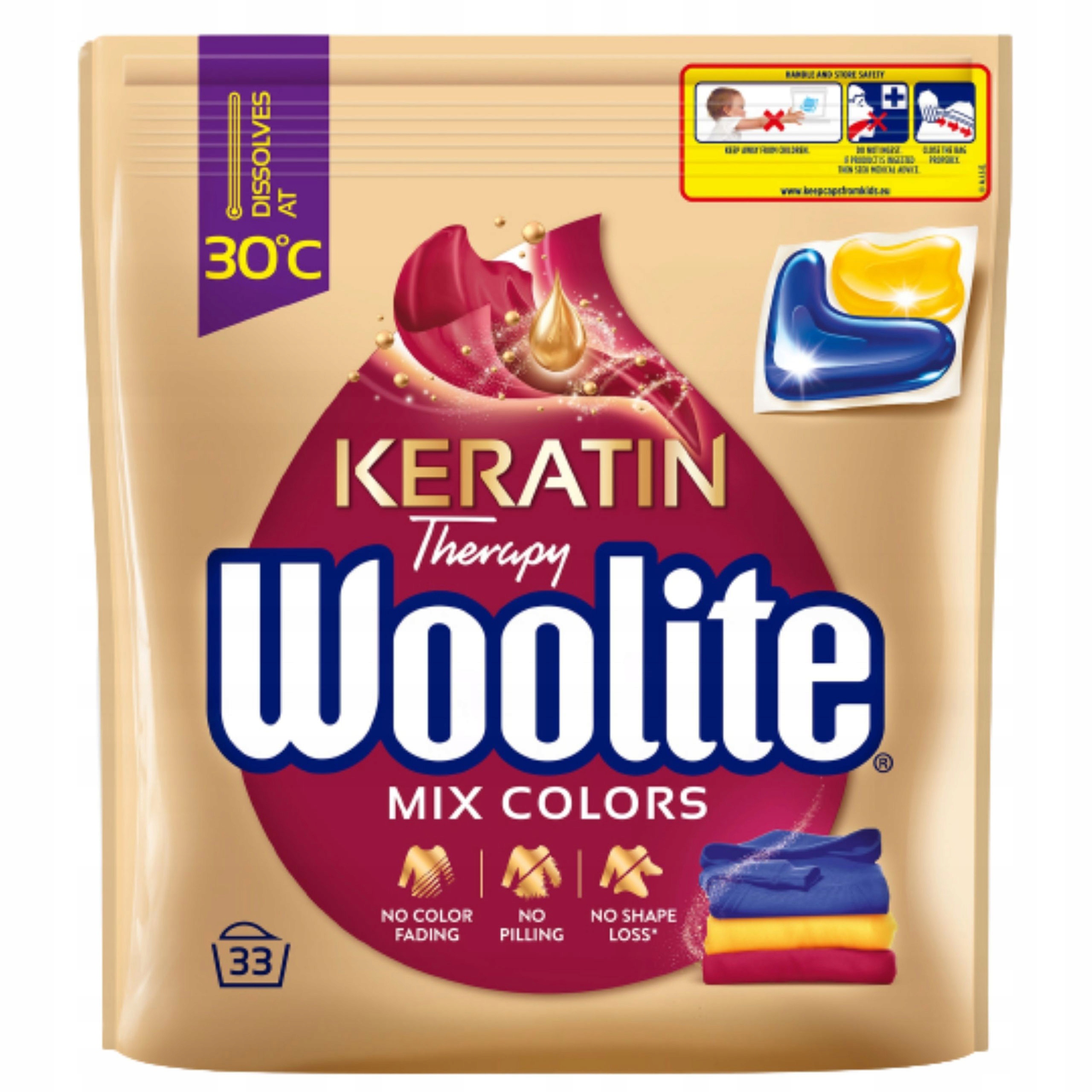 Woolite Mix Colors z keratyną Kapsułki do kolorowych tkanin 33 sztuki ...
