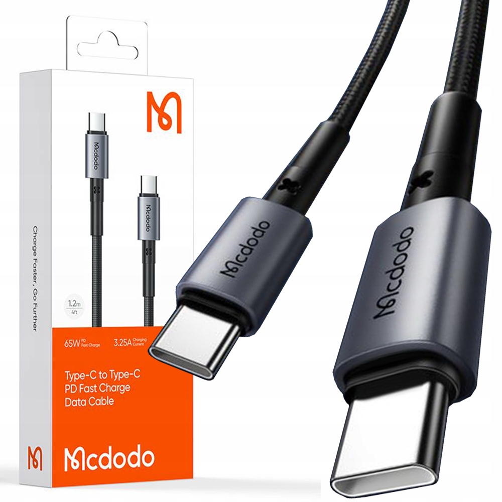 Kabel McDodo USB typ C - USB typ C 1,5 m czarny - Sklep, Opinie, Cena w Allegro
