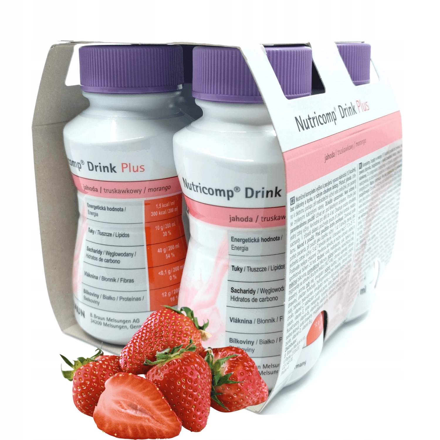 Nutricomp Drink Plus o smaku truskawkowym 4 x 200 ml (4030539162357 ...