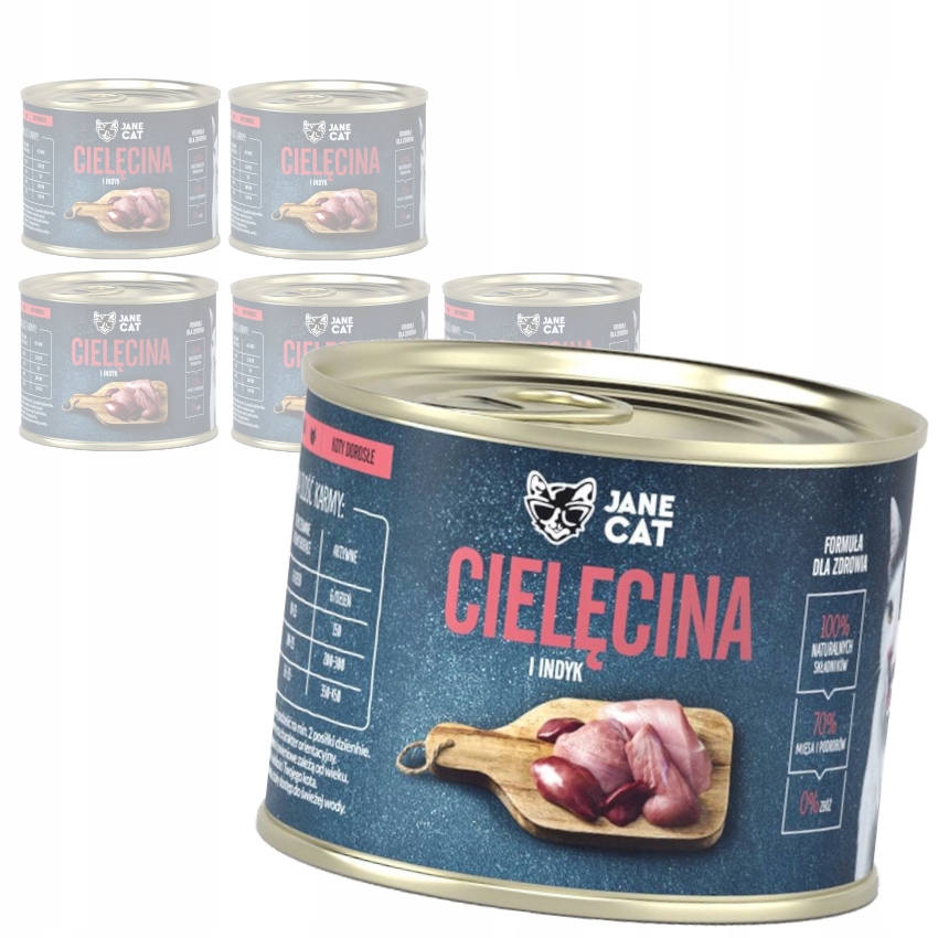 Jane Cat premium CIELĘCINA INDYK 6x200g DLA KOTÓW (5903246845587 ...