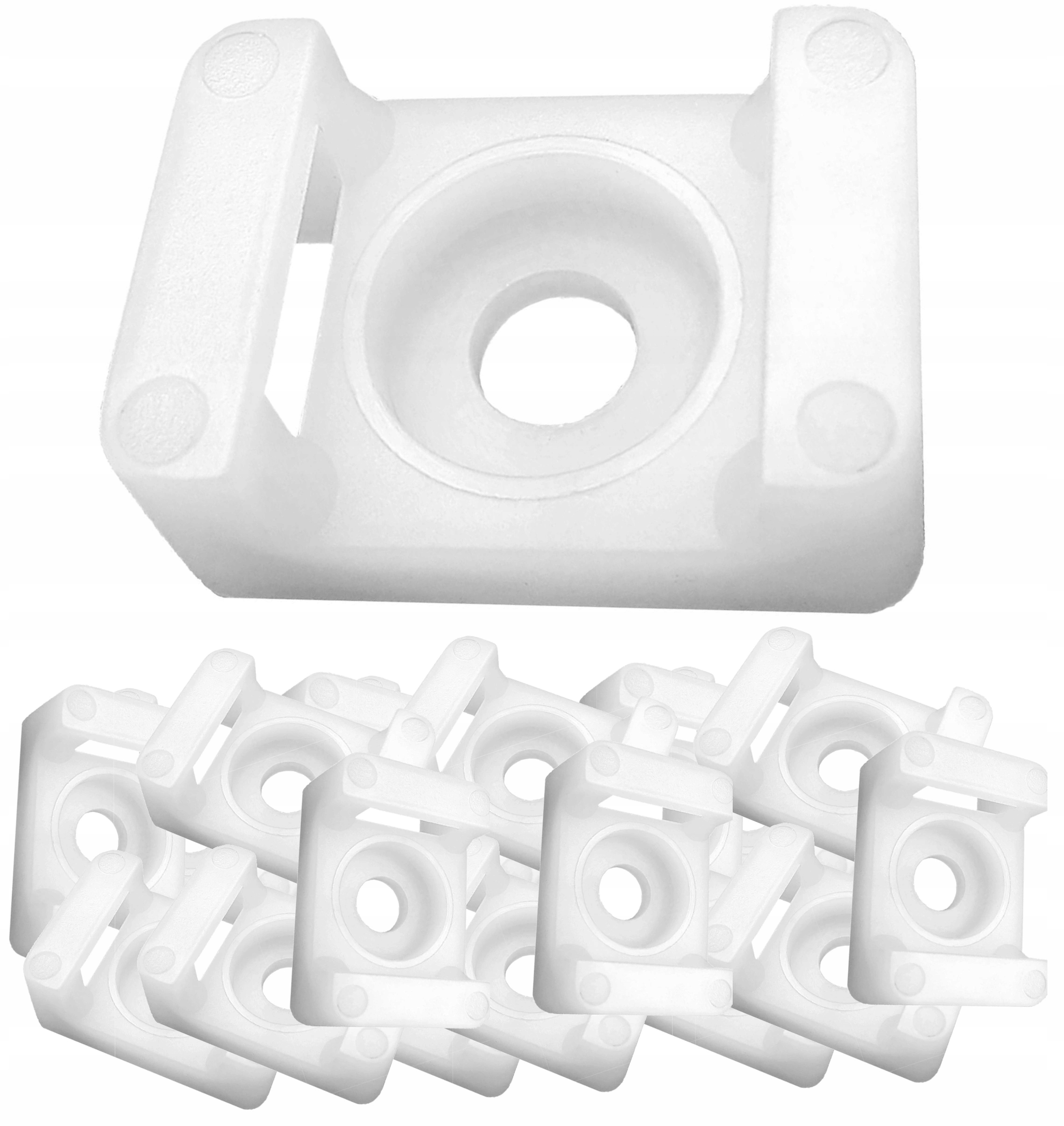 Uchwyt Mocowanie Opaski Zaciskowej Kablowej 22x16 mm Biały 100 Sztuk ...