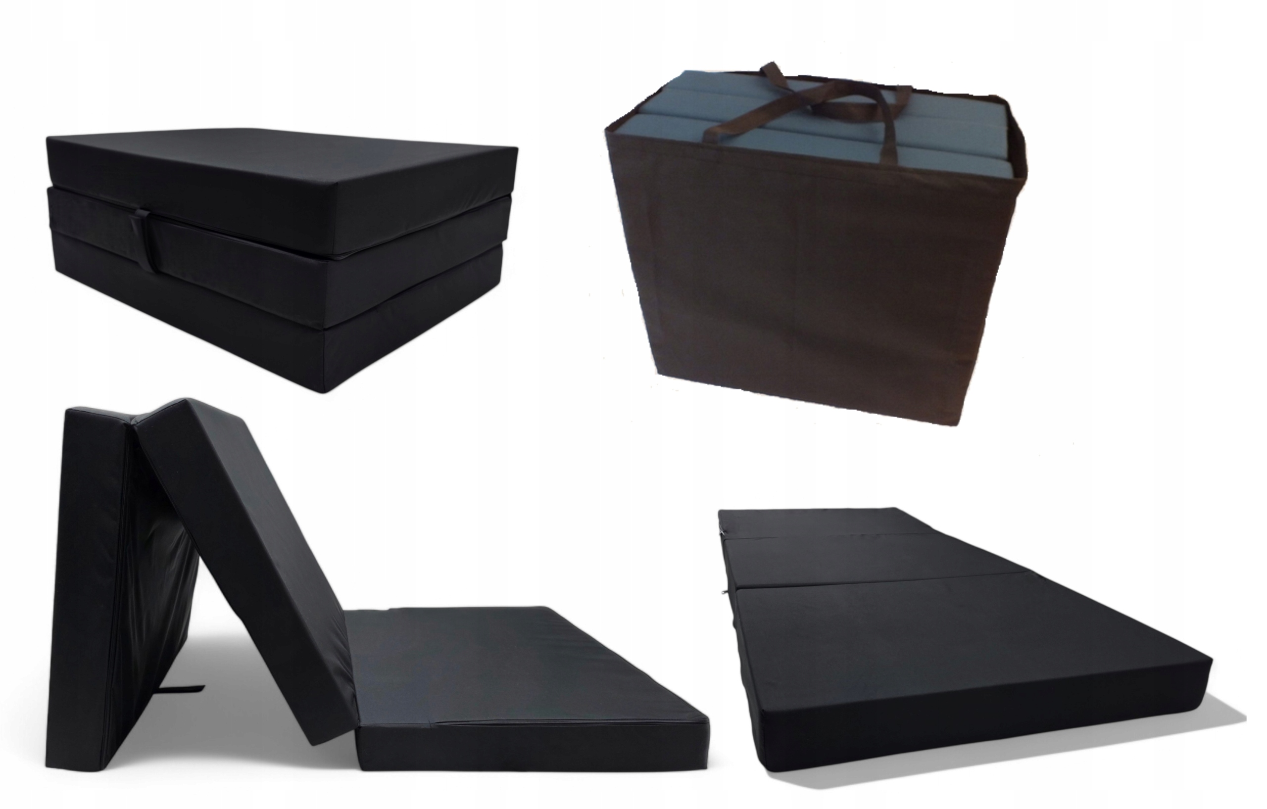 WODOODPORNY MATERAC TURYSTYCZNY SKŁADANY 200x80x10 + TORBA - CZARNY ...