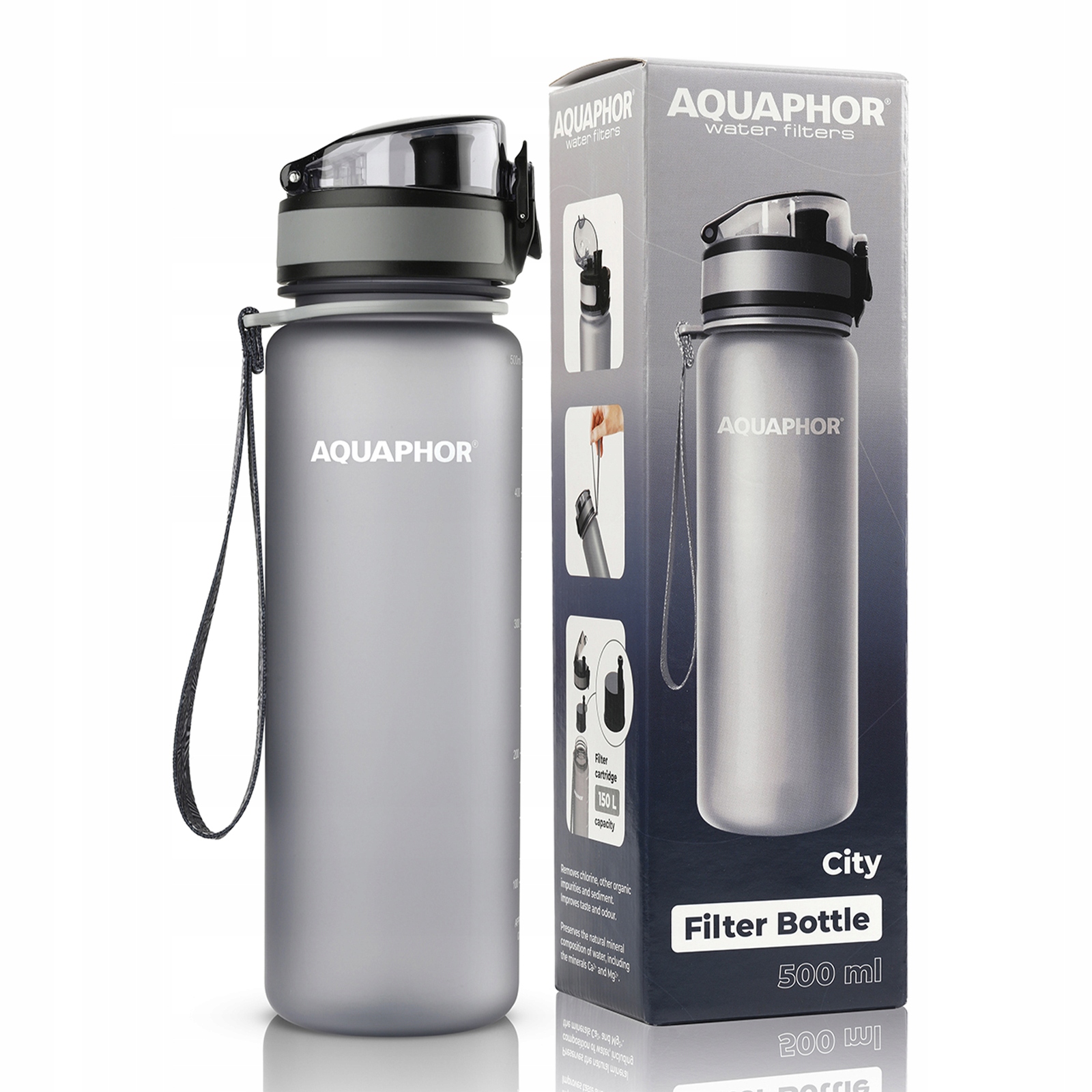 BUTELKA FILTRUJACA CITY SZARA - AQU - Sklep, Opinie, Cena w Allegro