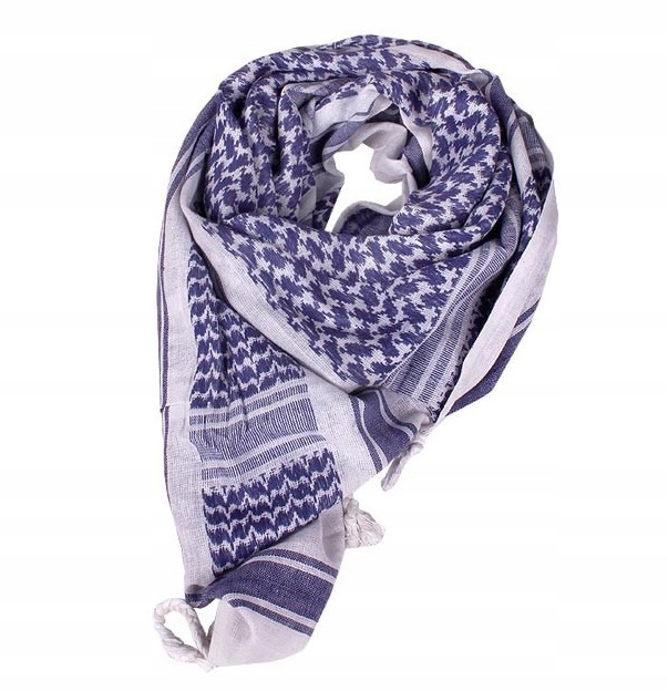 ARAFATKA CHUSTA KEFIJA SHEMAGH WOJSKOWA MIL-TEC 110X110cm WHITE BLUE ...