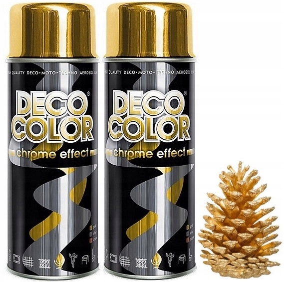 DECO COLOR LAKIER FARBA SPRAY ZŁOTY CHROM 2x 400ML (5904035205940 ...