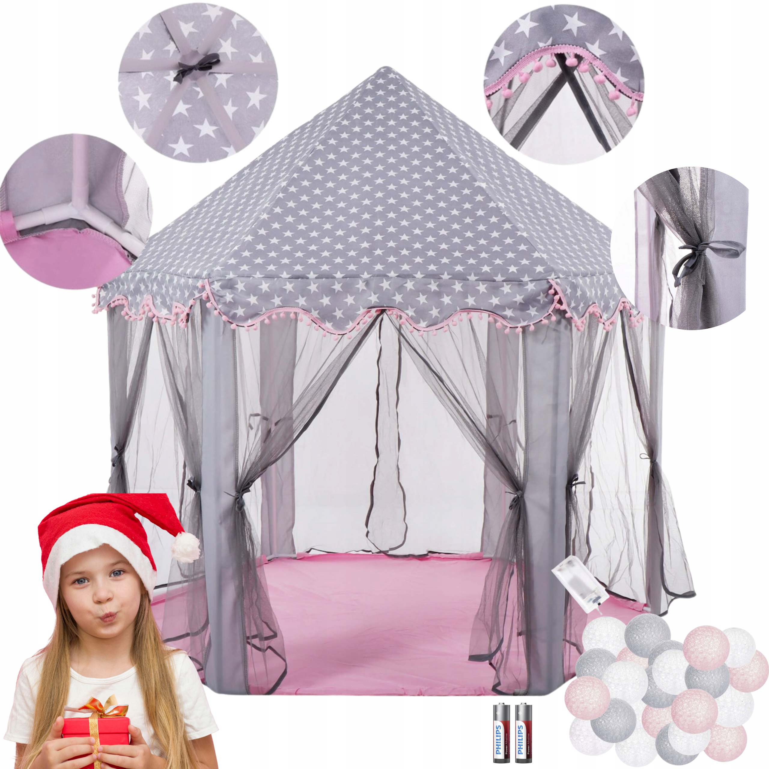 STAN DOMČEK PALÁC ZÁMOK PRE DETI ZÁHRADNÝ DOM + LAMPY COTTON BALLS SADA ...