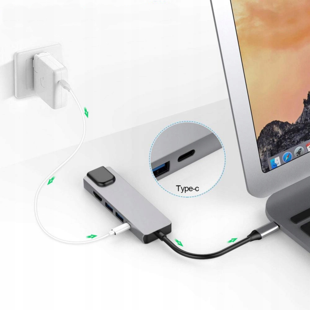 ADAPTER KARTA SIECIOWA ETHERNET GIGABIT 5W1 HUB USB-C HDMI 4K LAN USB 3.0x2 - Sklep, Opinie ...