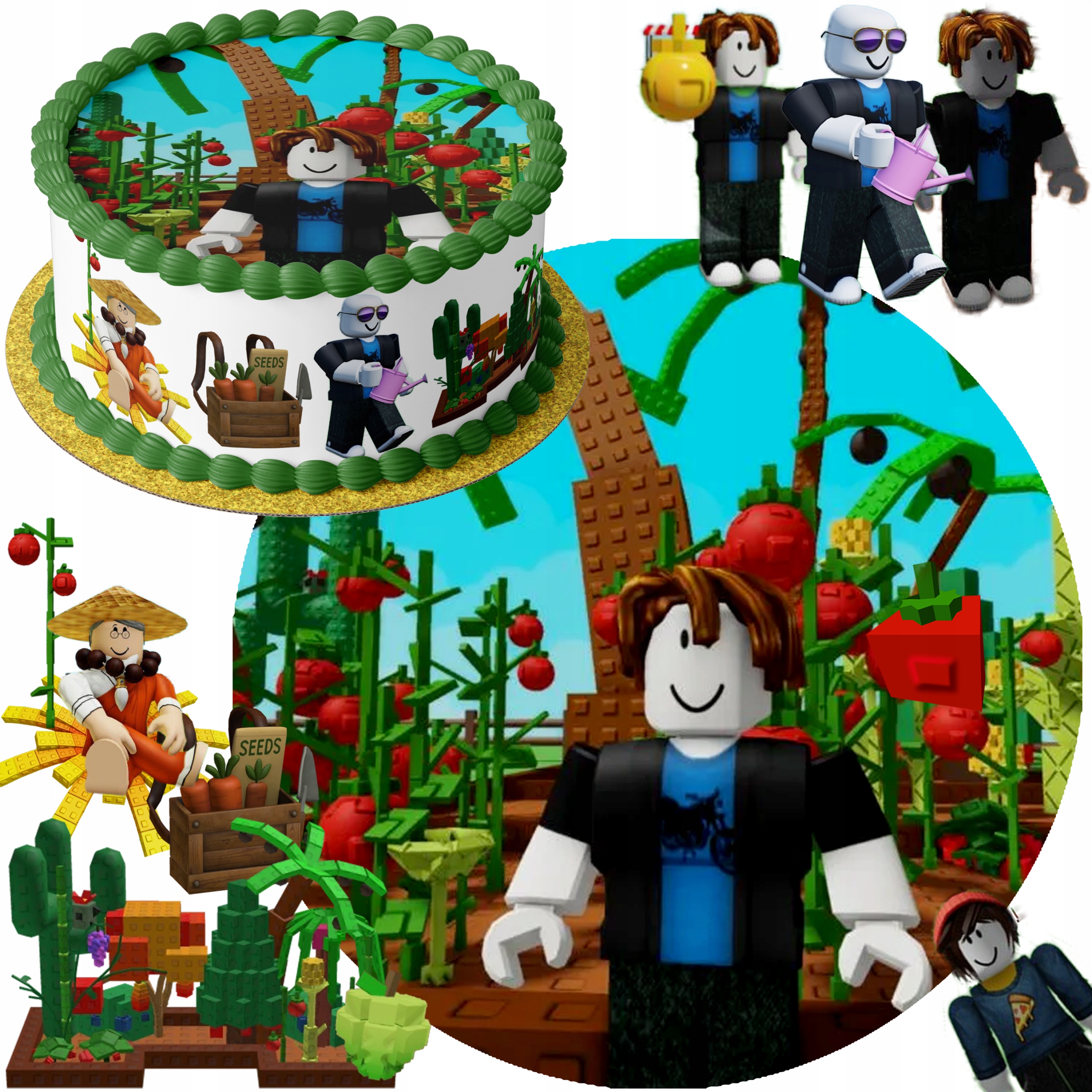 OPŁATEK NA TORT 20CM – ROBLOX GROW A GARDEN GRACZ + POSTACIE + GRATIS ...