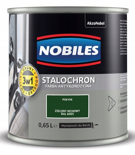 Farba olejno-ftalowa do metalu Nobiles 0,65 l zielony mchowy mat ...