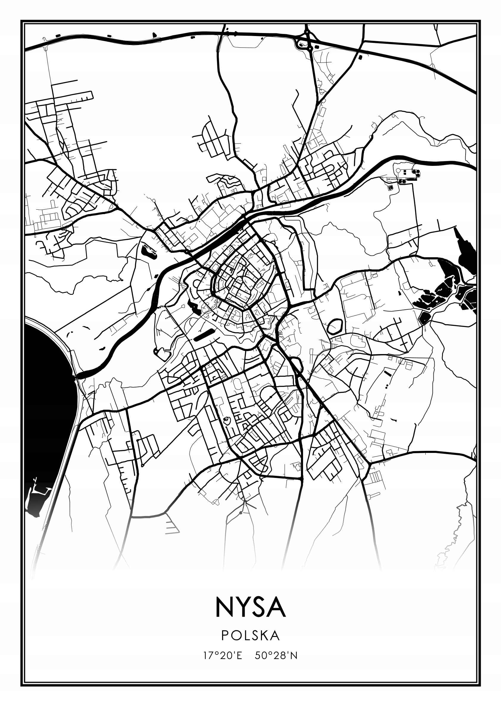 Plakat mapa czarno biała bez ramy 40 x 60 cm • Cena, Opinie • Plakaty ...