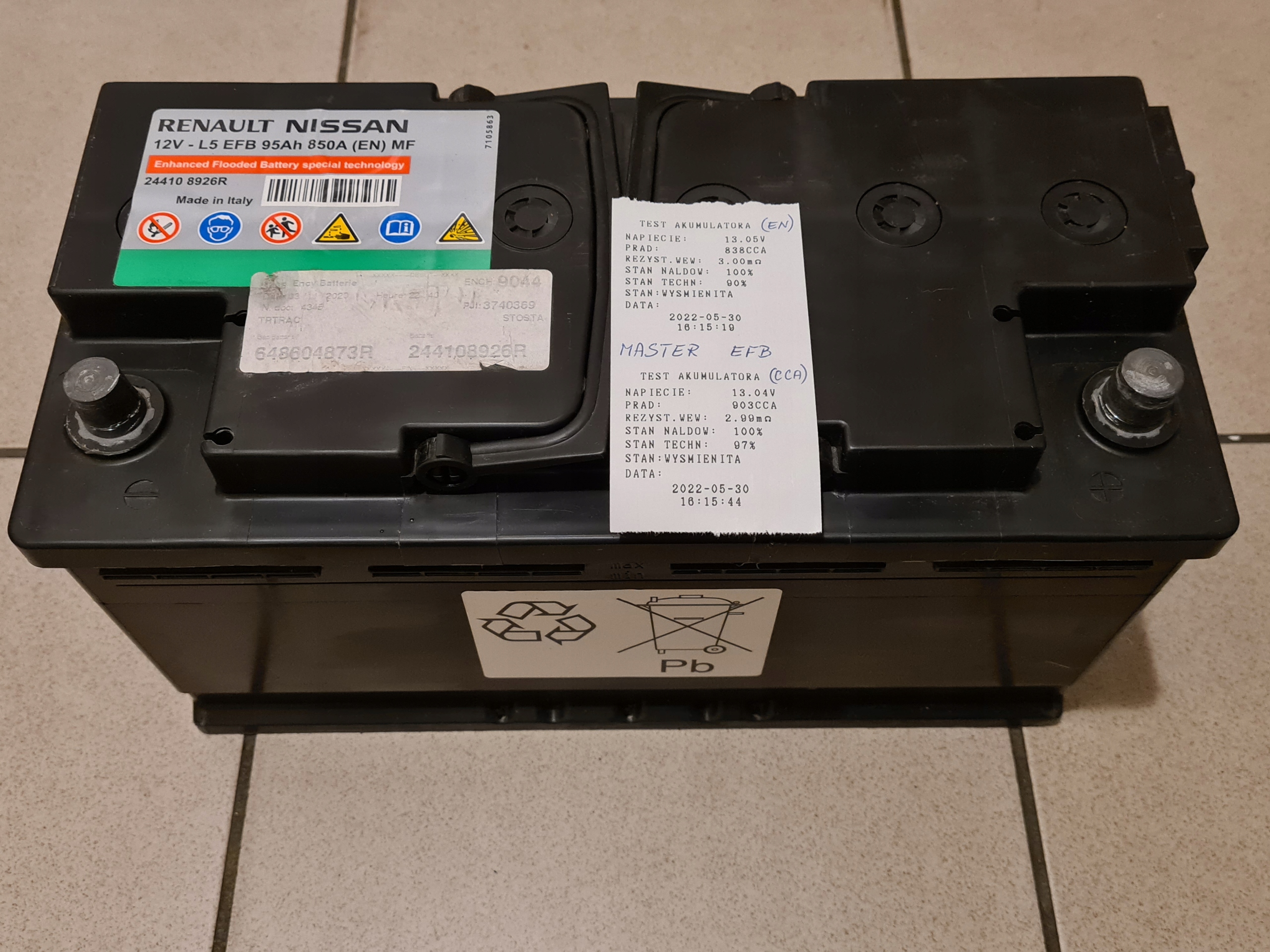 Akumulator Renault Master EFB 95Ah 850A, ponad 80% 24 41 089 26R za 399 zł z Wrocław - Allegro ...