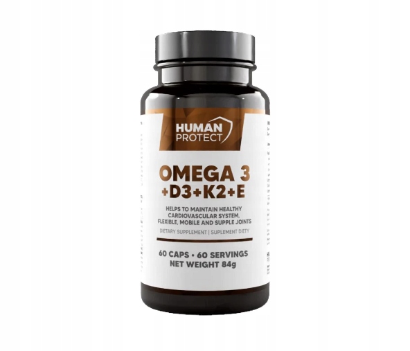 Human Protect OMEGA 3 + D3K2 + E 60 softgels KWASY EPA DHA WITAMINA D3 K2 • Cena, Opinie - Allegro
