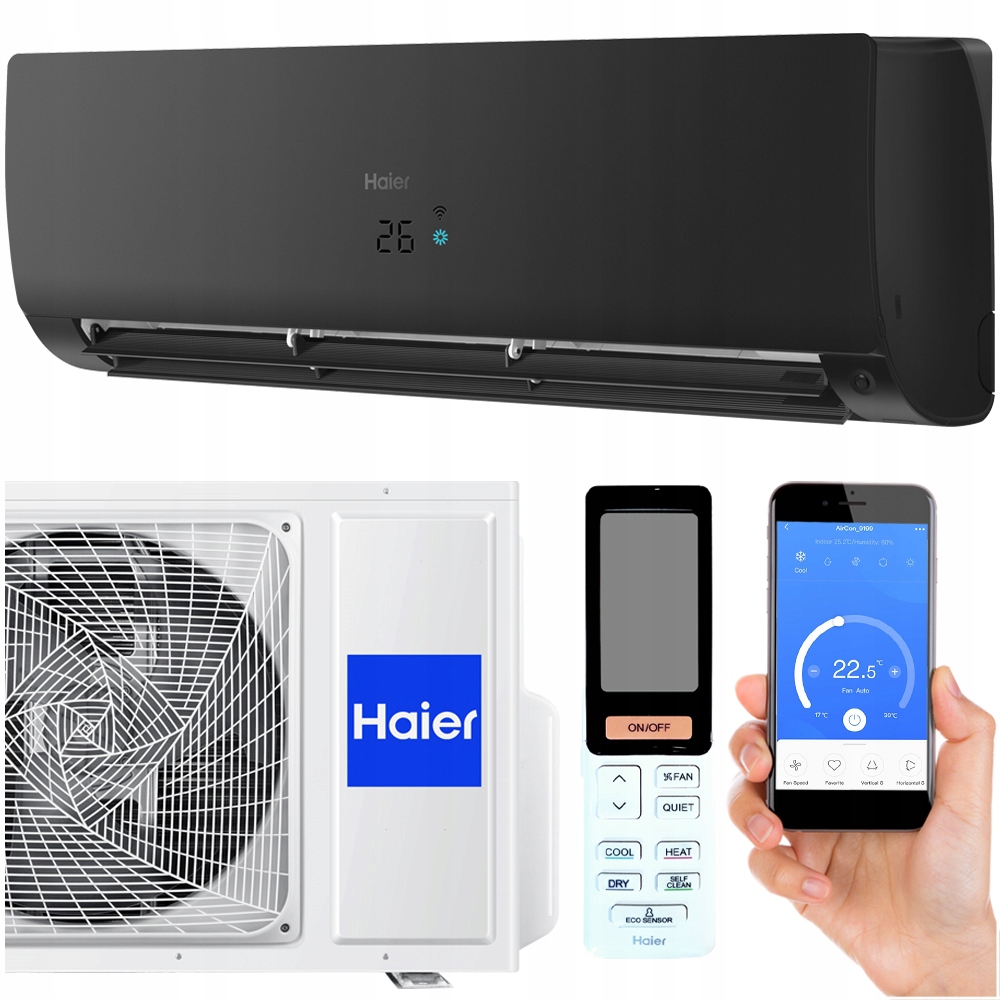 KLIMATYZATOR Haier Flexis Plus Black Matt 7,0 kW • Cena, Opinie 14866874402 • Allegro