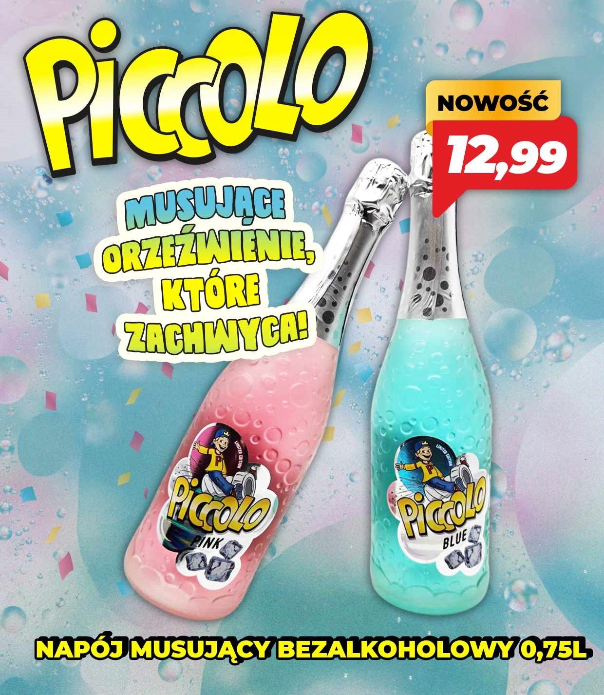Napój BEZALKOHOLOWY gazowany Piccolo PINK ICE 750 ml RÓŻOWY ...