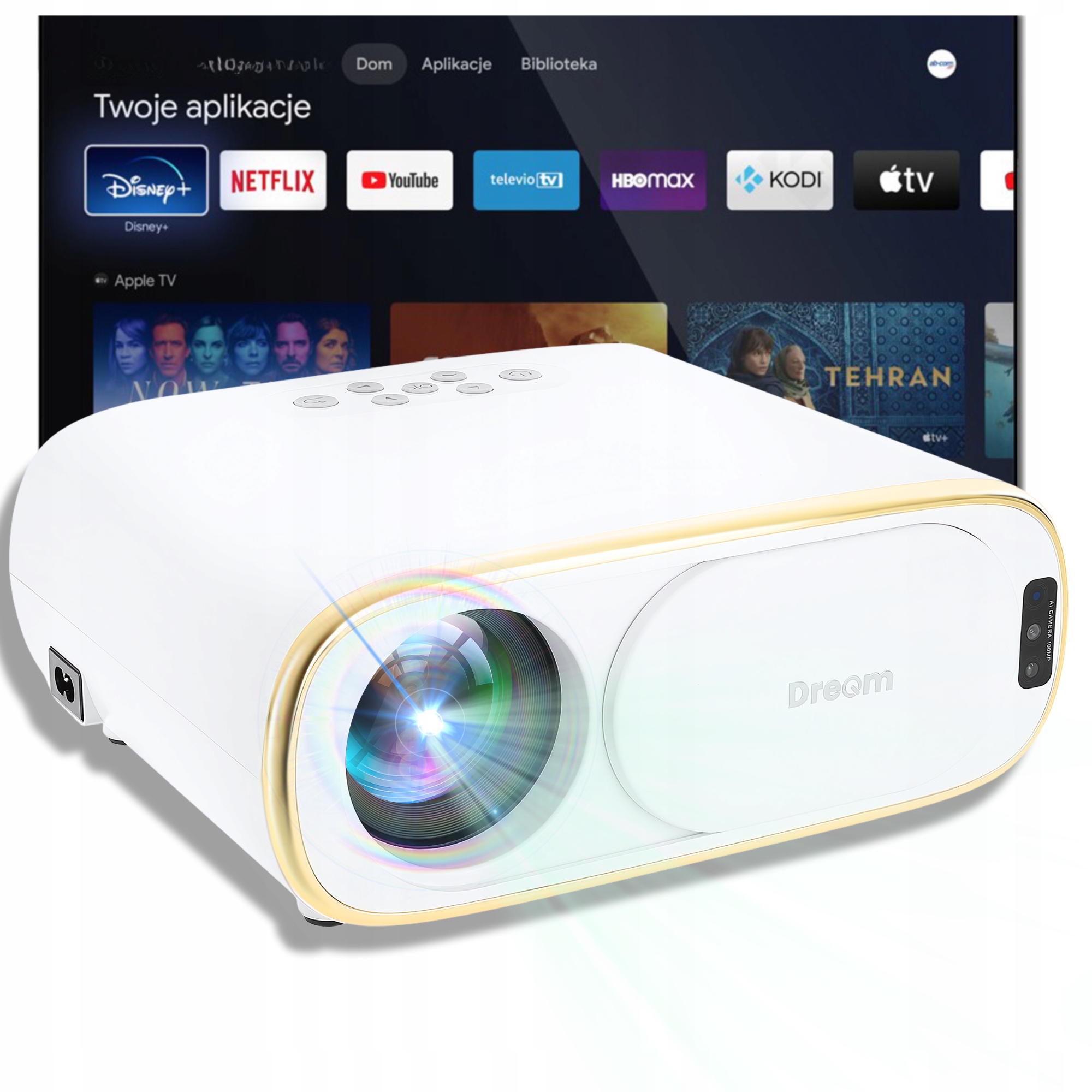 PROJEKTOR RZUTNIK ANDROID WIFI FULL HD 4K 10000LM BLUETOOTH KONTRAST ...