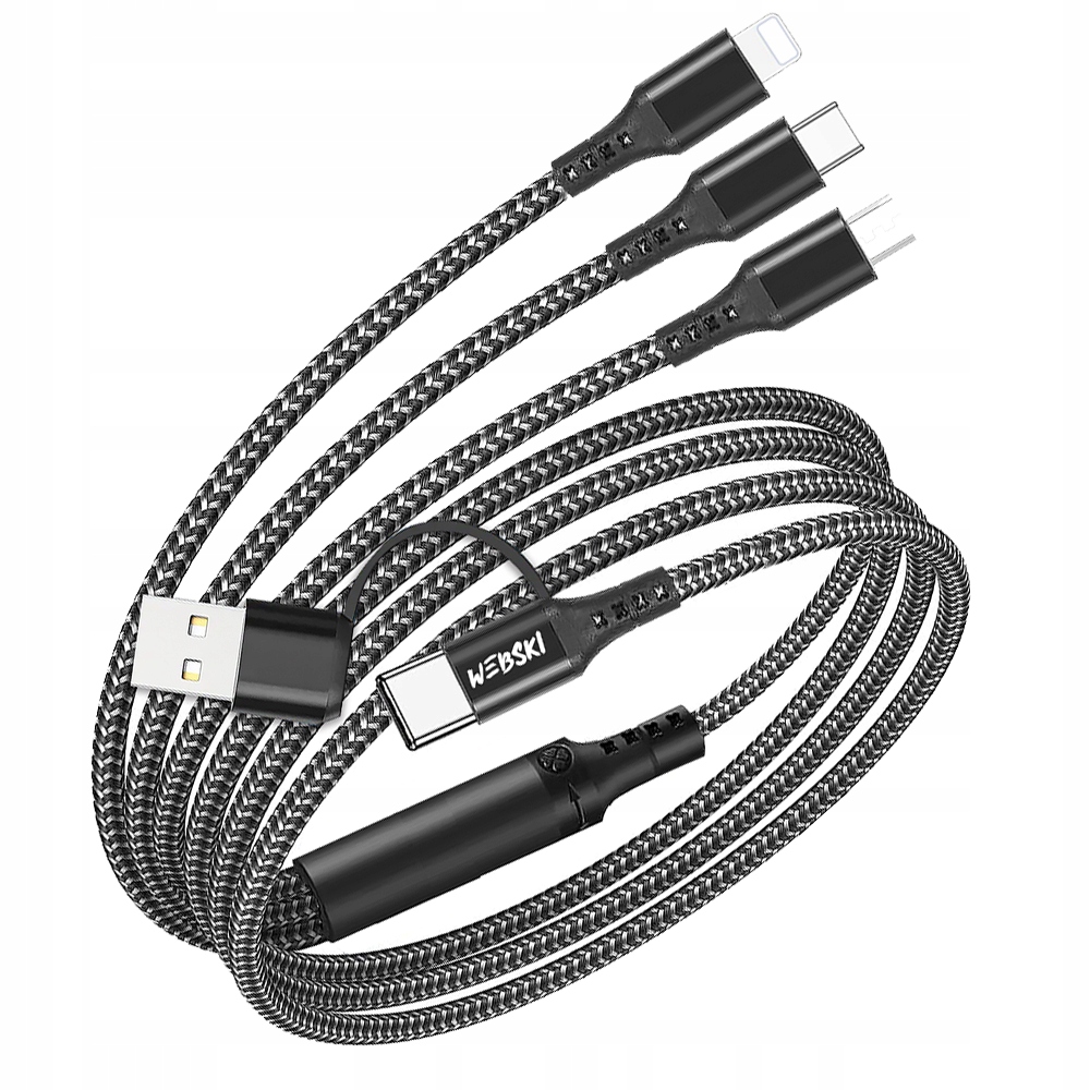 Zestaw kabli USB - USB typ C / microUSB / Lightning Webski - Sklep, Opinie, Cena w Allegro