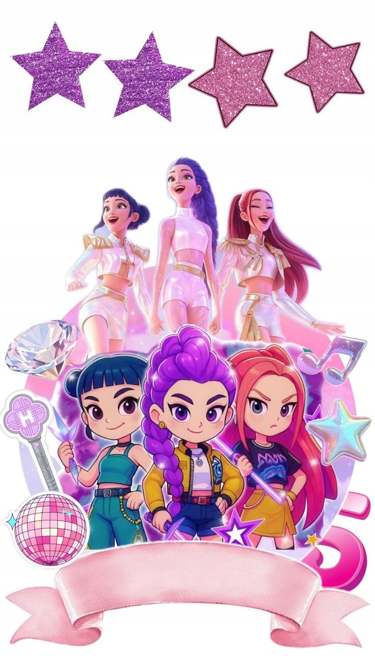 Mega Zestaw Opłatek Na Tort Waflowy Huntrix Kpop Demon Hunters Imię