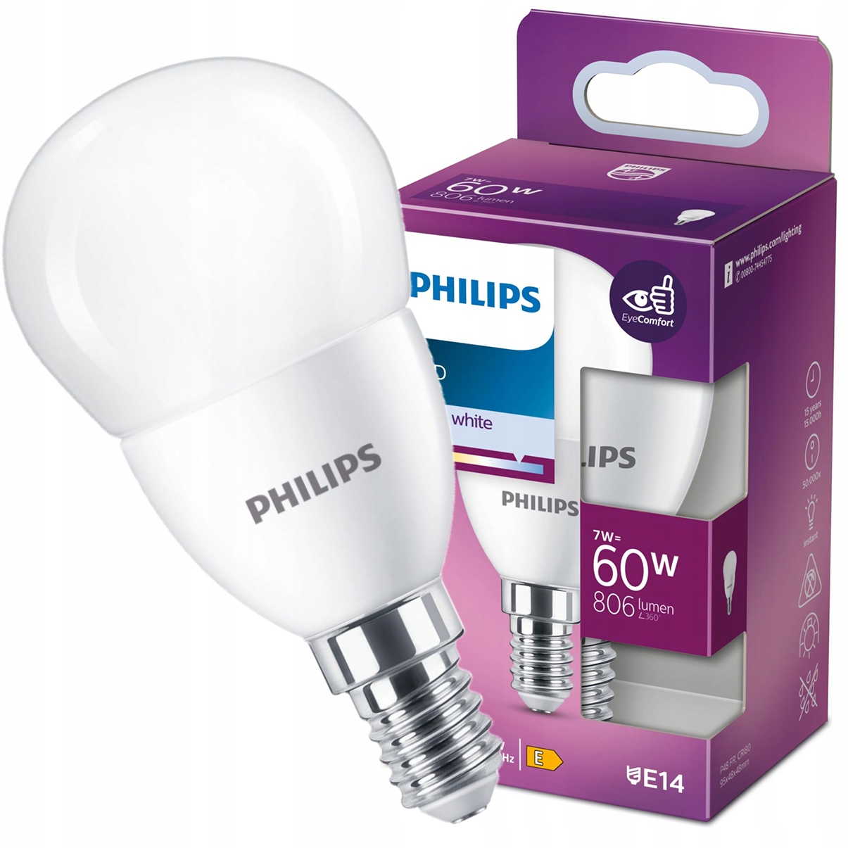 Żarówka LED MAŁA KULKA E14 P48 7W = 60W 806lm 4000K Neutralna Biała ... Żarówka LED MAŁA KULKA E14 P48 7W = 60W 806lm 4000K Neutralna Biała ...