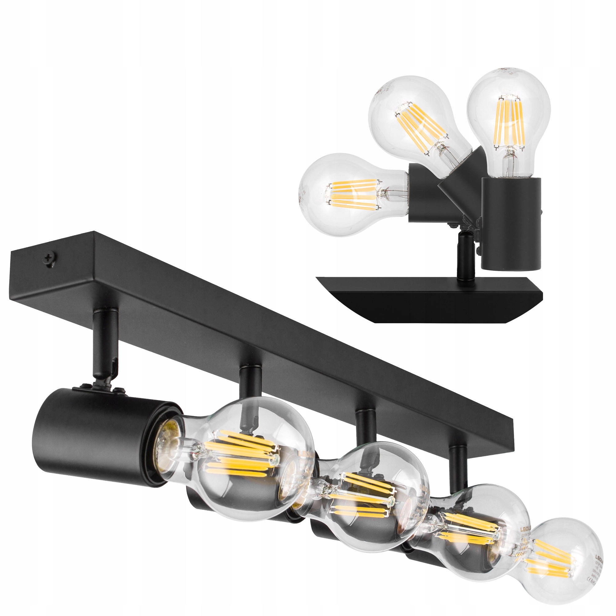 Lampa Sufitowa LED Szyna REGULOWANA 4x E27 Listwa LOFT Nowoczesna ... Lampa Sufitowa LED Szyna REGULOWANA 4x E27 Listwa LOFT Nowoczesna ...
