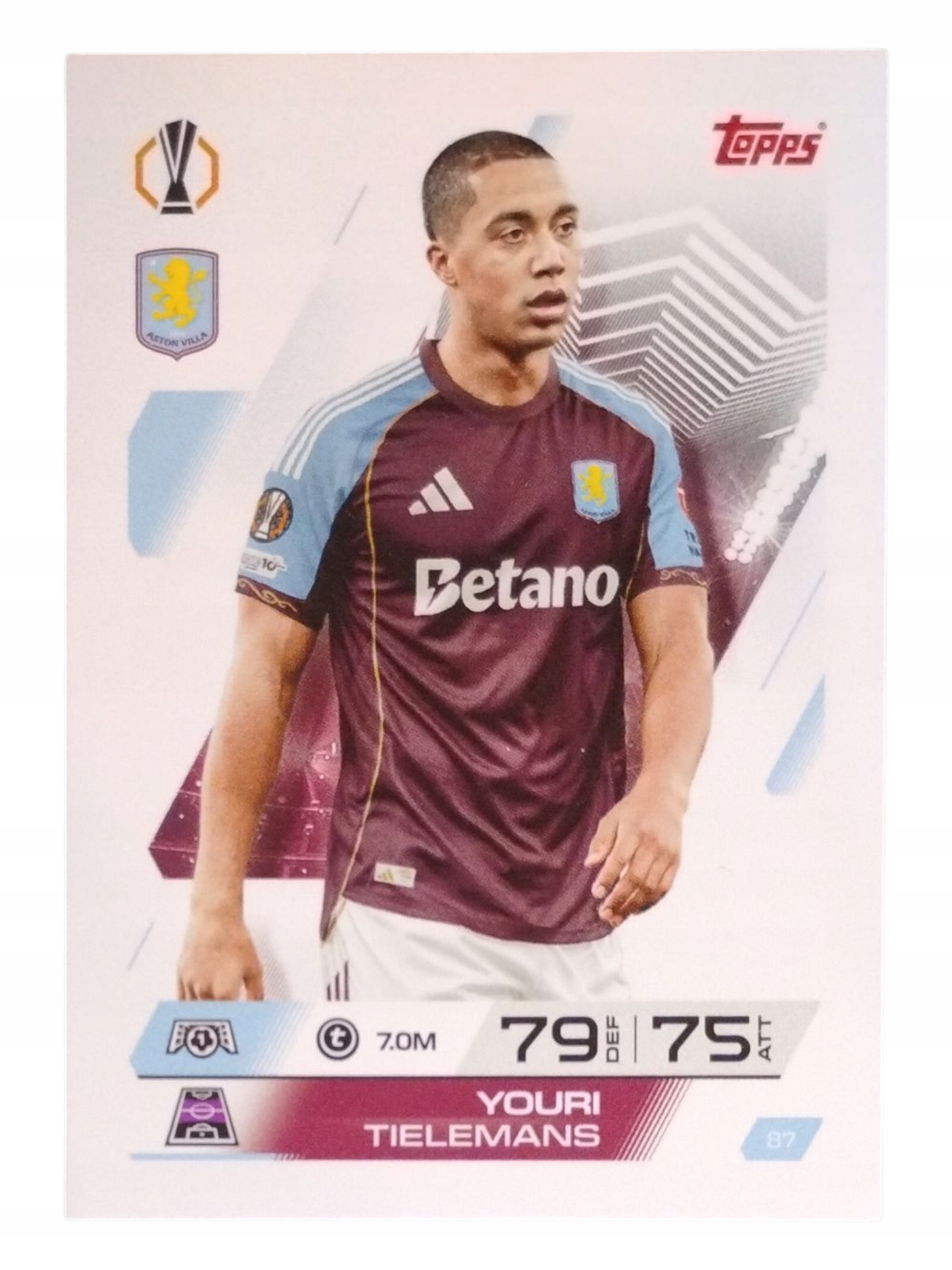 TOPPS MATCH ATTAX 2025-2026 BASE CARD YOURI TIELEMANS ASTON VILLA 87 ...
