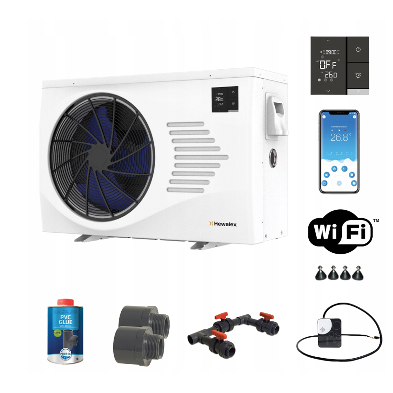 Pompa ciepła basenowa 25m3 HEWALEX INVERTER 7kW WIFI PCWBi-C ...
