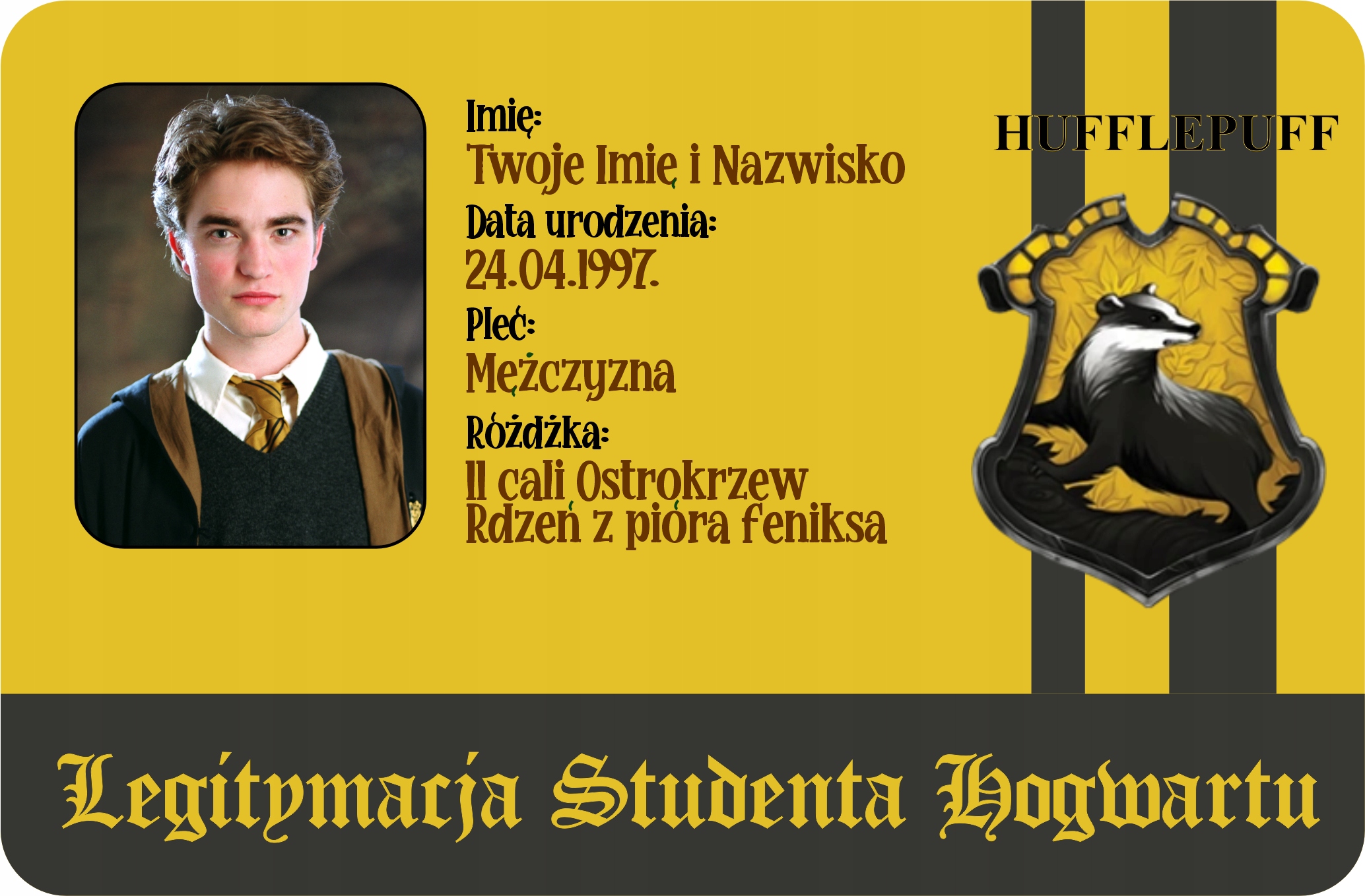 Prezen Harry Potter Legitymacja Student Hufflepuff • Cena, Opinie ...
