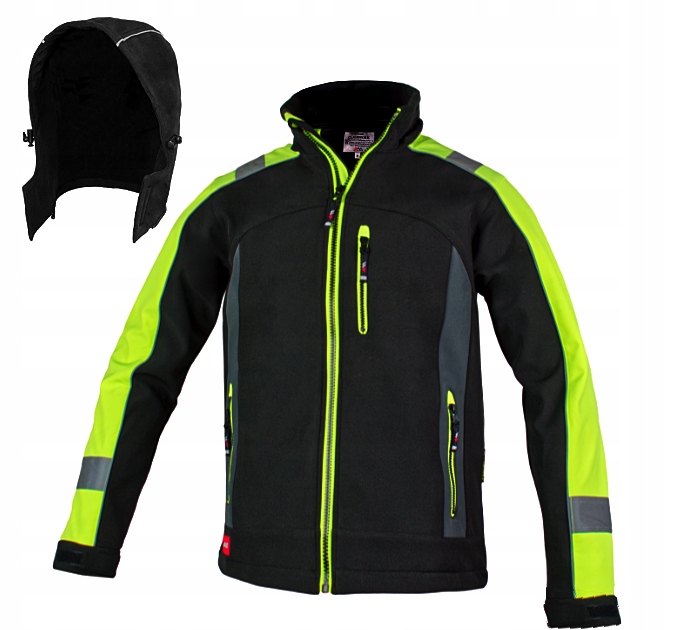KURTKA ROBOCZA softshell roboczy ODBLASKOWA ostrzegawcza z kapturem ...