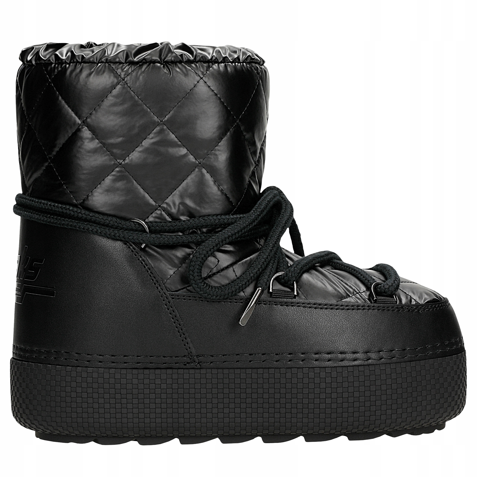 BUTY DAMSKIE ocieplane Czarne śniegowce RELAKS z pikowanym materiałem r ...