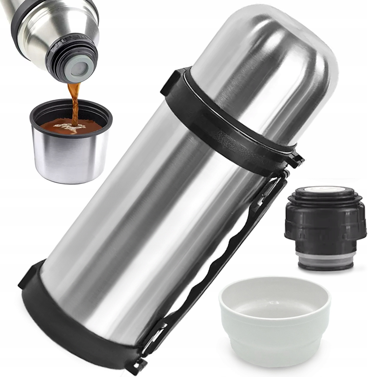 DUŻY TERMOS NA HERBATĘ KAWĘ UCHWYT DWA KUBKI - pulinyeA - 14203956426 ...