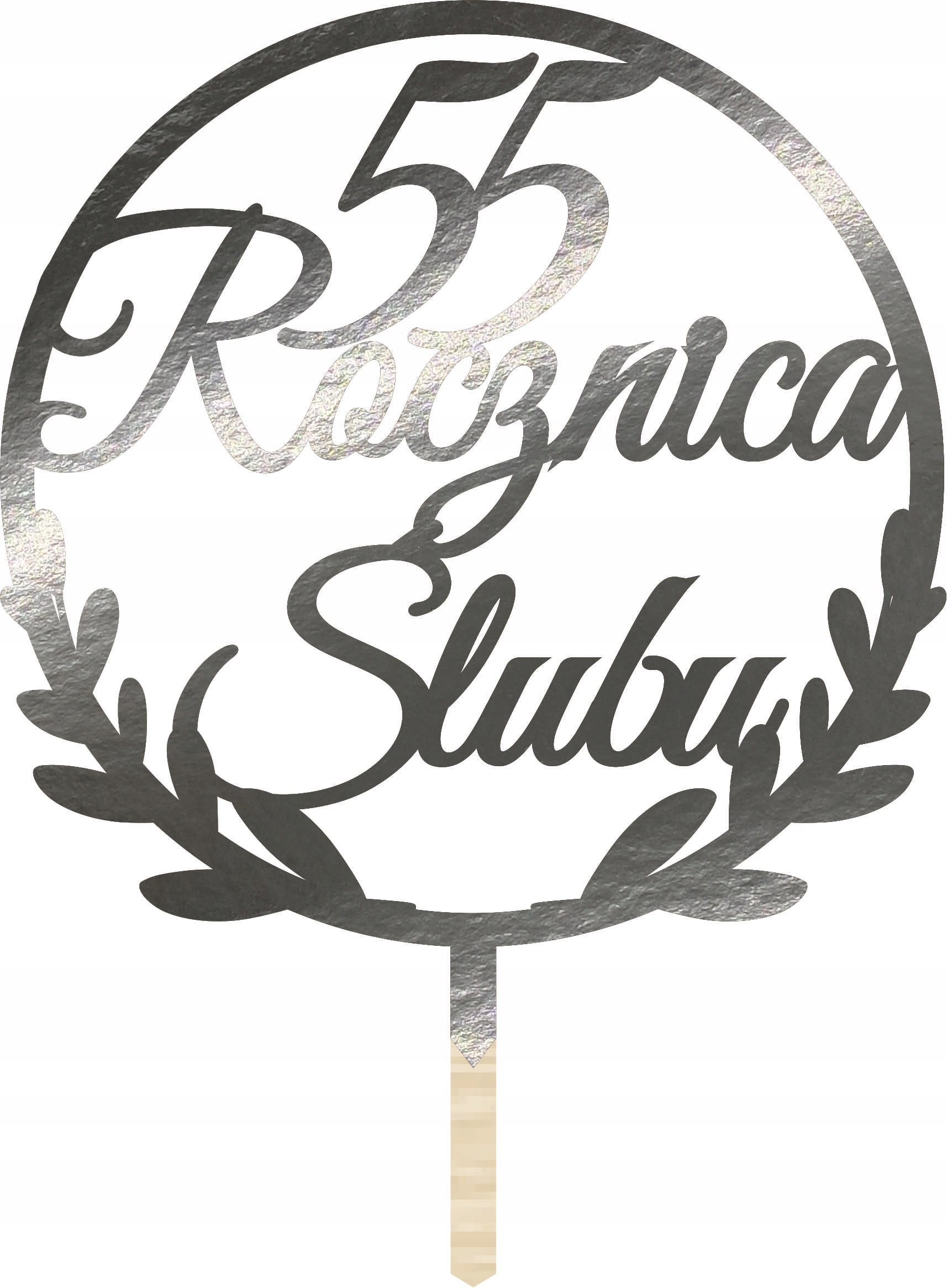 SREBRNY TOPPER NA TORT 55 ROCZNICA ŚLUBU MIŁOŚĆ • Cena, Opinie - Allegro