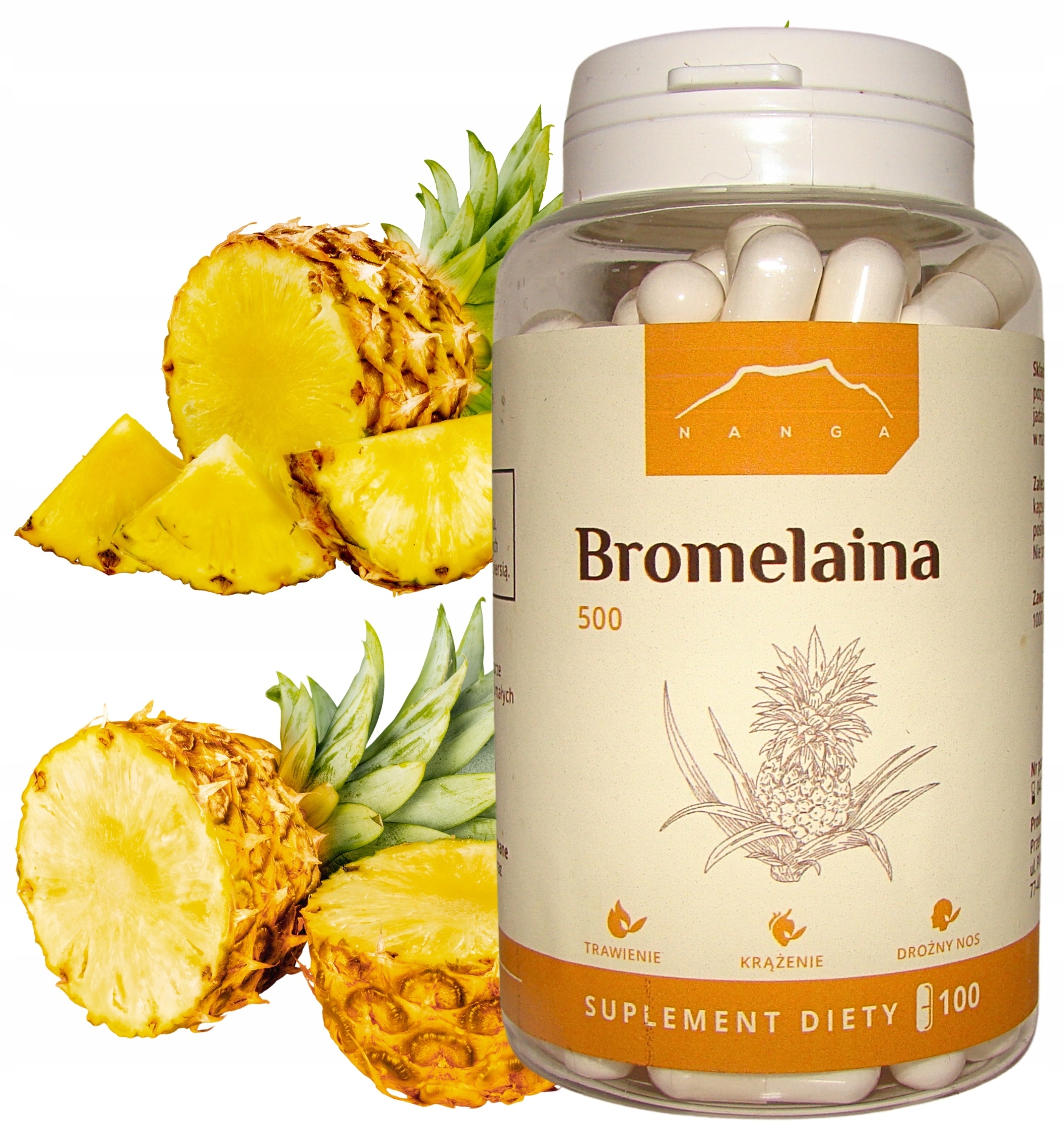 Nanga Bromelaina 500 mg 100 kapsułek (6221149786929) • Cena, Opinie ...