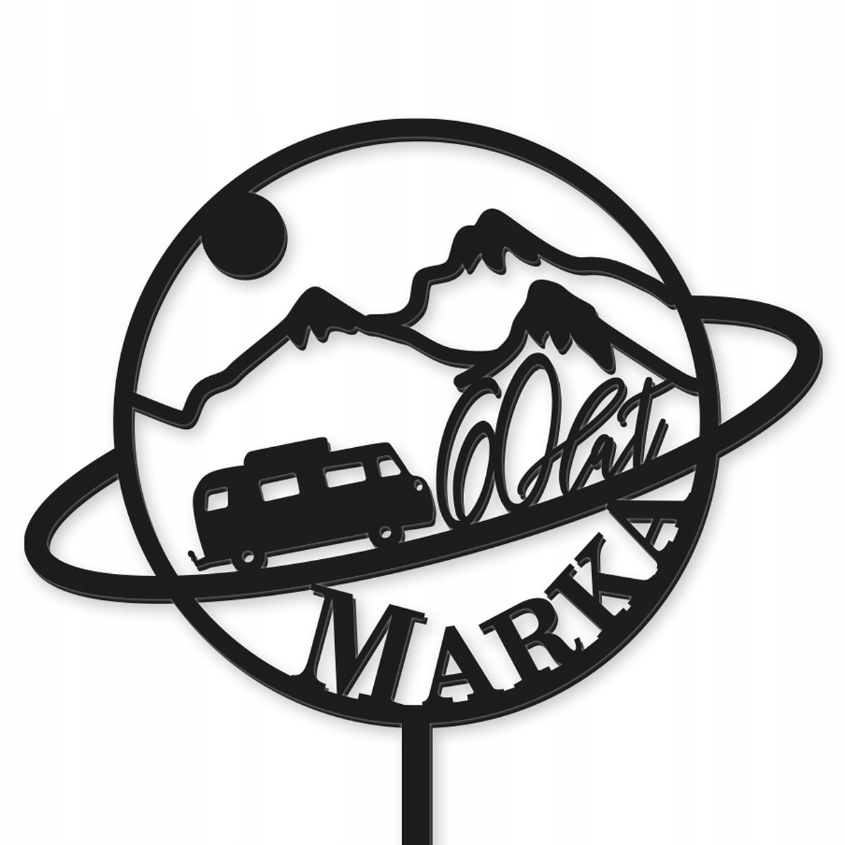 TOPPER PODRÓŻE KAMPER GÓRY napis na tort czarny • Cena, Opinie ...