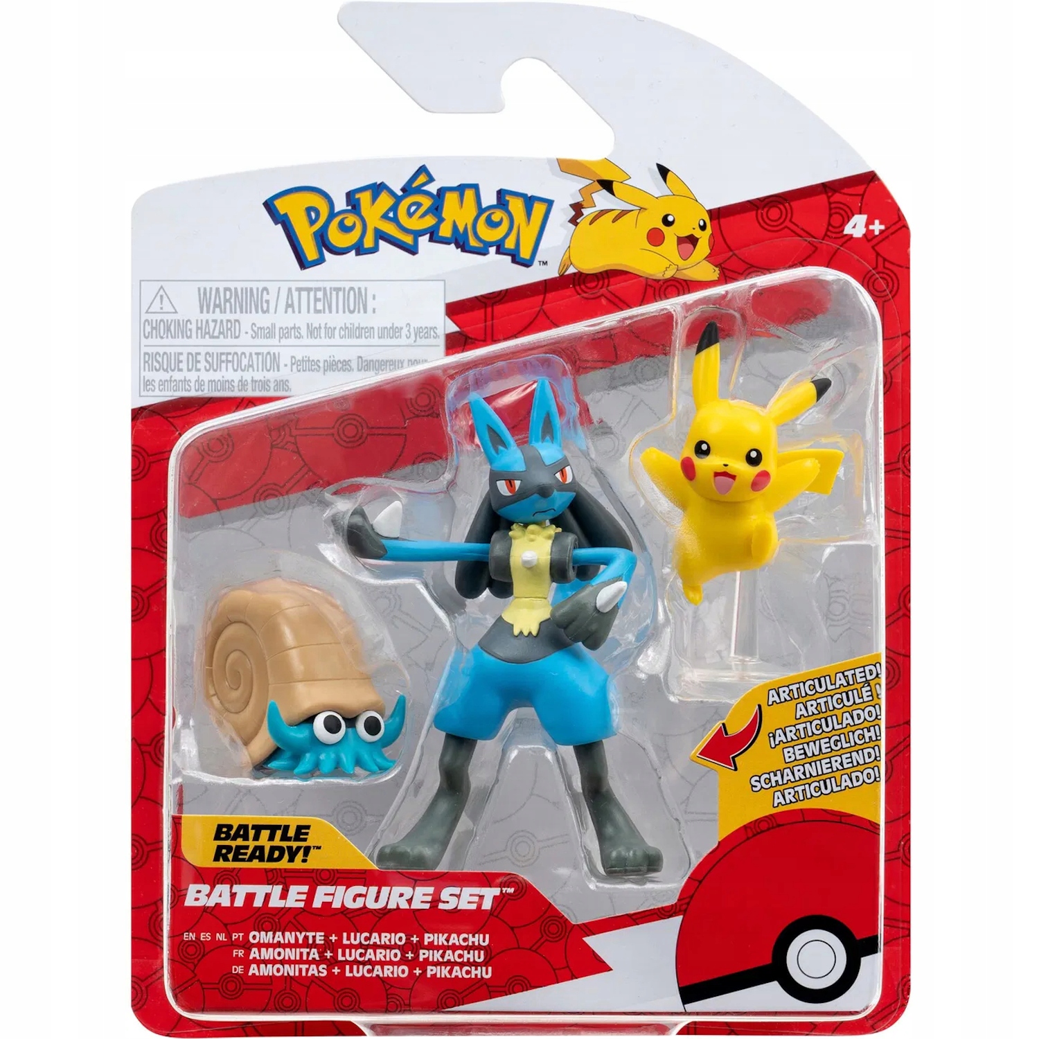 POKEMON ORYGINALNE FIGURKI ZESTAW 3-PAK LUCARIO + OMANYTE + PIKACHU ...