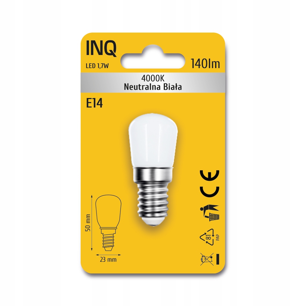 Żarówka LED E14 1,7W T22 140lm 4000K lodówka INQ (5902767421058) • Cena ...