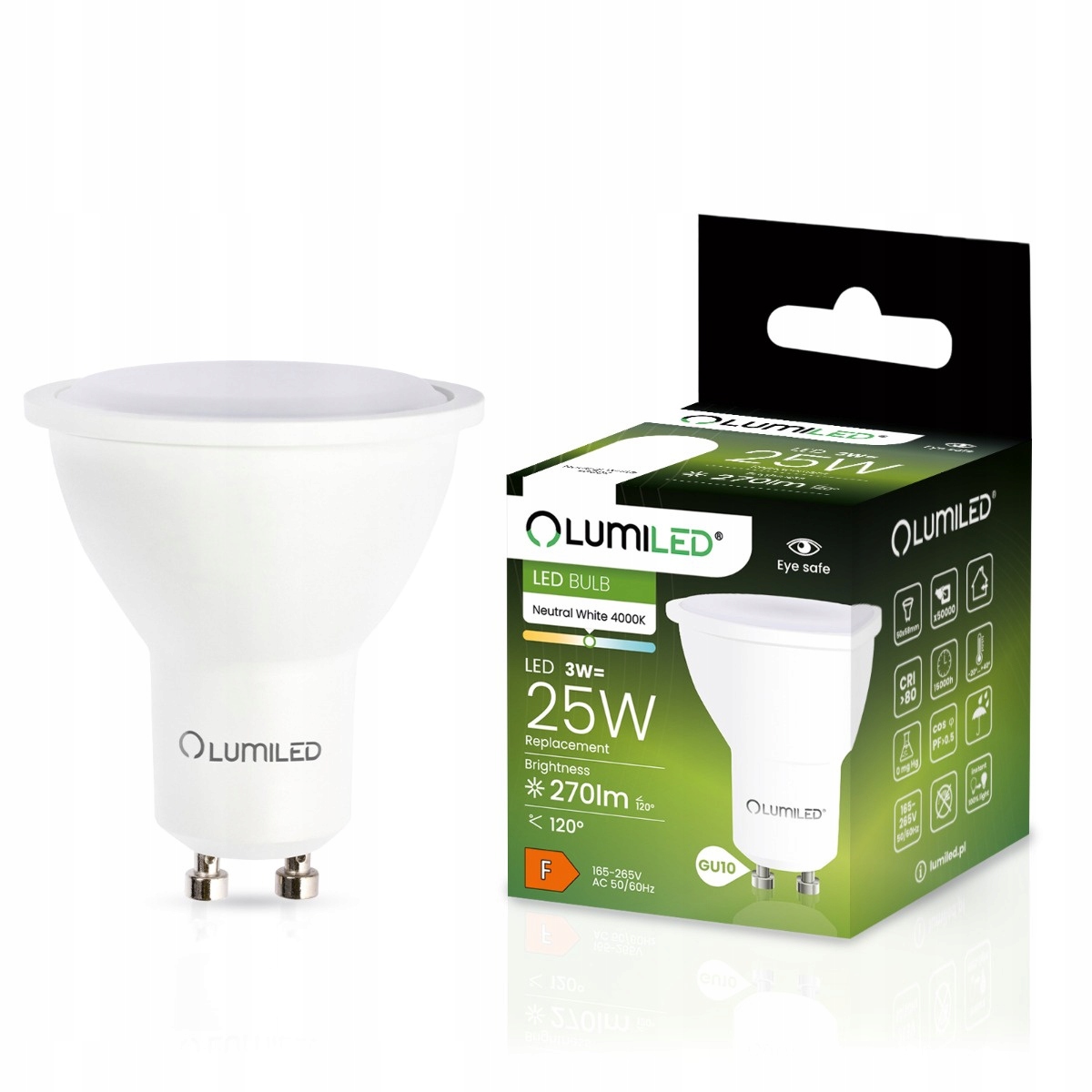 Żarówka LED GU10 3W 270lm 4000K Neutralna 120° (5902686629481) • Cena ...